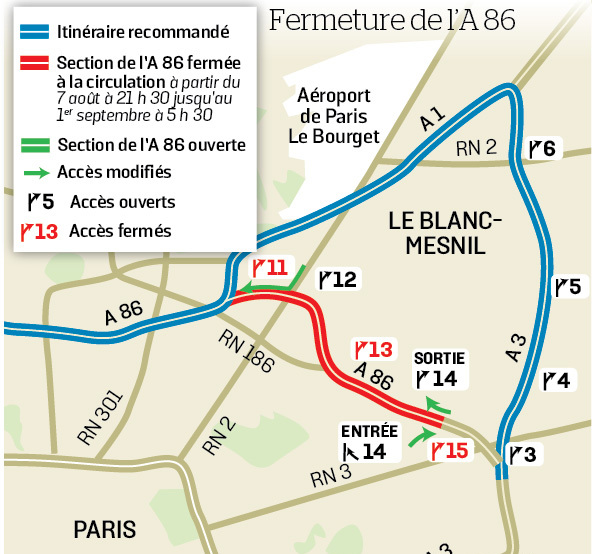 Ile-de-France : coupure totale de l’A86, entre l’A1 et l’A3, jusqu’au ...