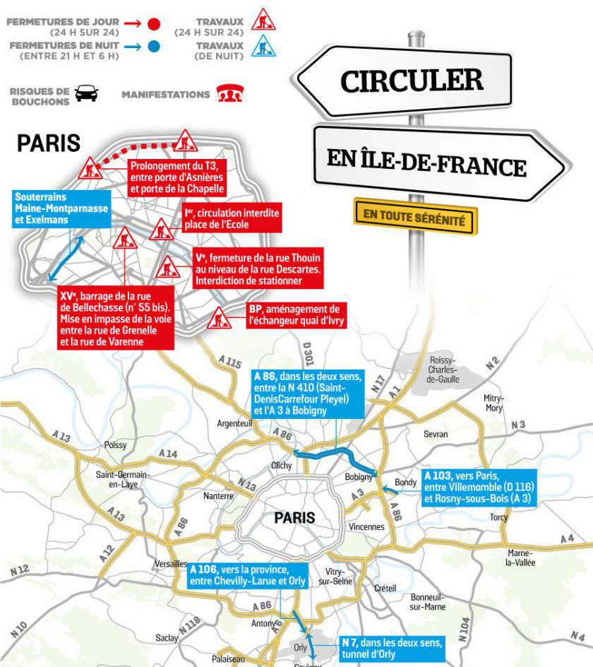 Votre circulation en Île-de-France du lundi 9 janvier - Le Parisien