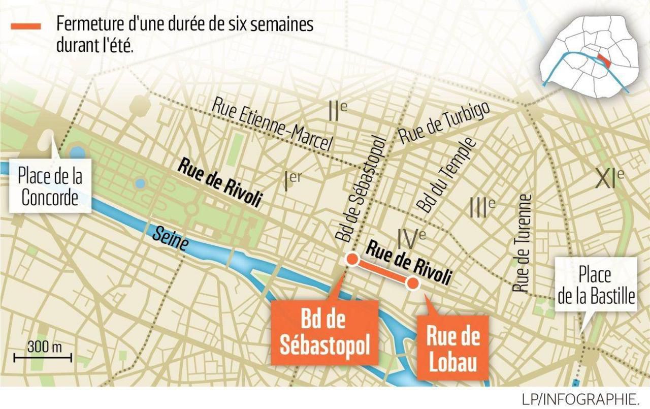 Paris : une portion de la rue de Rivoli fermée à la circulation à ...